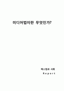 매스컴과 사회-미디어법이란 무엇인가-1페이지