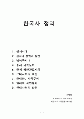 한국사 정리 요약자료-1페이지