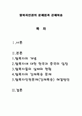 탈북자인권의 문제점과 강제북송-1페이지