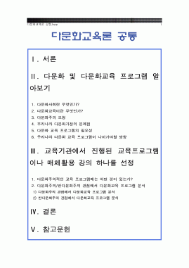 [교육기관진행다문화교육프로그램] 교육기관에서 진행된 다문화교육프로그램이나 매체활용 강의 하나를 선정하여 다문화교육관점에서 분석-1페이지