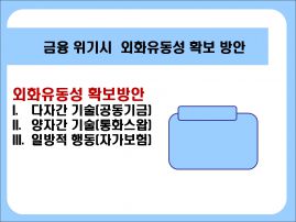 금융위기시 외화유동성확보방안,다자간기술,양자간기술,일방적행동,유동성공급방안-1페이지