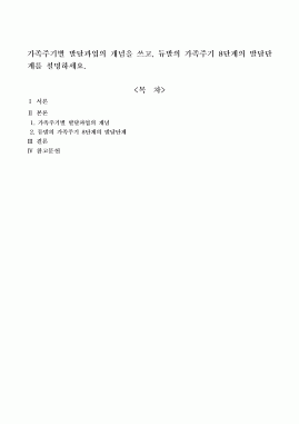 가족주기별 발달과업의 개념을 쓰고, 듀발의 가족주기 8단계의 발달단계를 설명.-1페이지
