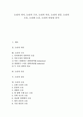 [논리][논리 의미][논리 구조][논리 추론][논리 검증][논리 오류][논증][타당성][추론][검증][오류][논제][논거]논리의 의미, 논리의 구조, 논리의 추론, 논리의 검증, 논리의 오류, 논리와 논증, 논리의 타당성-1페이지