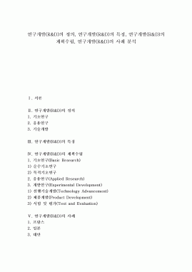 [연구개발, R&D, 연구개발(R&D) 정의, 연구개발(R&D) 특징, 연구개발(R&D) 계획수립, 연구개발(R&D) 사례]연구개발(R&D)의 정의, 연구개발(R&D)의 특징, 연구개발(R&D)의 계획수립, 연구개발(R&D)의 사례 분석-1페이지