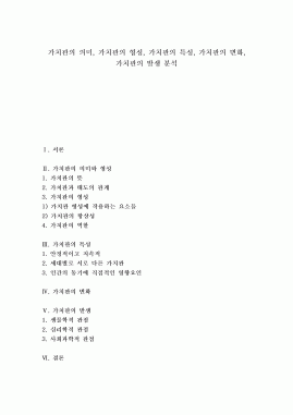 [가치관, 가치관 의미, 가치관 형성, 가치관 특성, 가치관 변화, 가치관 발생, 생각, 사고]가치관의 의미, 가치관의 형성, 가치관의 특성, 가치관의 변화, 가치관의 발생 분석(가치관, 가치관 변화, 가치관 발생)-1페이지