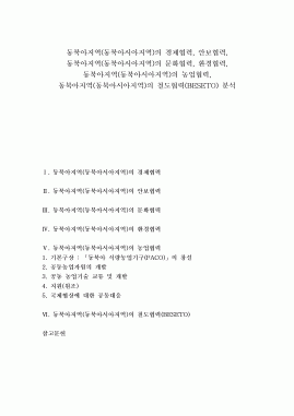 [동북아지역]동북아지역(동북아시아지역)의 경제협력, 안보협력, 동북아지역(동북아시아지역)의 문화협력, 환경협력, 동북아지역(동북아시아지역)의 농업협력, 동북아지역(동북아시아지역)의 철도협력(BESETO) 분석-1페이지