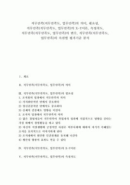 [직무만족]직무만족(직무만족도, 업무만족)의 의미, 필요성, 직무만족(직무만족도, 업무만족)의 X-Y이론, 측정척도, 직무만족(직무만족도, 업무만족)의 변수, 직무만족(직무만족도, 업무만족) 측면별 평가기준 분석-1페이지