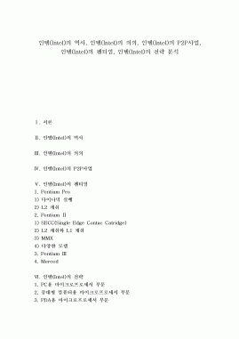 [인텔][Intel][인텔 역사][인텔 의의][인텔 P2P사업][인텔 펜티엄][인텔 전략]인텔(Intel)의 역사, 인텔(Intel)의 의의, 인텔(Intel)의 P2P사업, 인텔(Intel)의 펜티엄, 인텔(Intel)의 전략(인텔, Intel, 인텔 역사)-1페이지