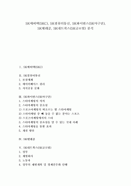 [SK][SK에버텍][SKC][SK컴퓨터통신][SK와이번스][SK야구단][SK텔레콤][SK네트웍스][SK글로벌]SK에버텍(SKC), SK컴퓨터통신, SK와이번스(SK야구단), SK텔레콤, SK네트웍스(SK글로벌) 분석-1페이지
