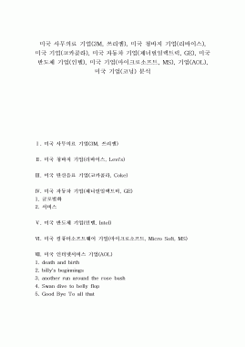 미국 사무의료 기업(3M, 쓰리엠), 미국 청바지 기업(리바이스), 미국 기업(코카콜라), 미국 자동차 기업(제너럴일렉트릭, GE), 미국 반도체기업(인텔), 미국기업(마이크로소프트, MS), 기업(AOL), 미국 기업(코닝)-1페이지