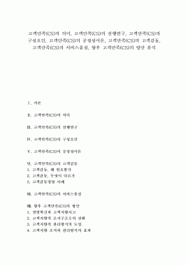 [고객만족][CS]고객만족(CS)의 의미, 고객만족(CS)의 선행연구, 고객만족(CS)의 구성요인, 고객만족(CS)의 공정성이론, 고객만족(CS)의 고객감동, 고객만족(CS)의 서비스품질, 향후 고객만족(CS)의 방안 분석-1페이지