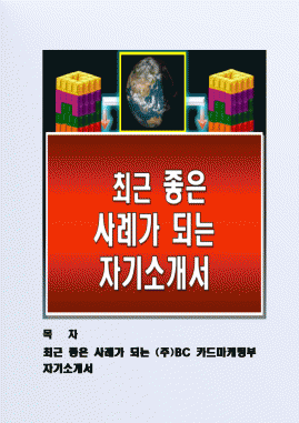 최근 좋은 사례가 되는 (주)BC 카드마케팅부 자기소개서-1페이지