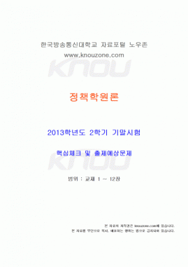 2013년 2학기 정책학원론 기말시험 핵심체크-1페이지