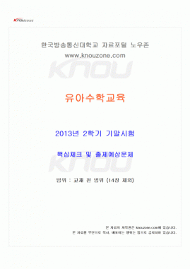 2013년 2학기 유아수학교육 기말시험 핵심체크-1페이지