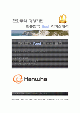한화무역 합격자소서[경영지원 합격자] 한화무역 자기소개서,한화무역 자소서,한화무역 채용정보, 한화무역-1페이지