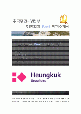 흥국증권 합격자소서[영업부 합격자] 흥국증권 자기소개서,흥국증권 자소서,흥국증권 채용정보, 흥국증권-1페이지