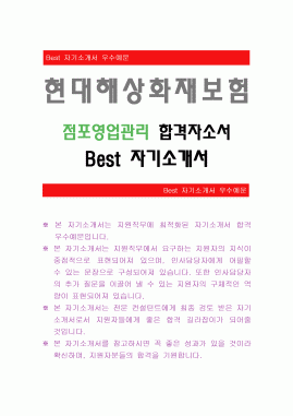 현대해상화재보험[점포영업관리] 현대해상화재보험 자기소개서,현대해상화재보험 자소서,현대해상화재보험 채용정보, 현대해상화재보험 자기소개서-1페이지