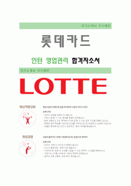 [롯데카드-인턴 영업관리 합격자] 롯데카드 자기소개서,롯데카드 자소서,롯데카드채용정보-1페이지