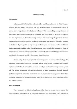 대체에너지의 정의와 세계적 발전 경향에 대한 영문 Research Paper-1페이지