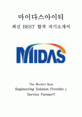 마이다스아이티 마이다스IT 기술영업 최신 BEST 합격 자기소개서!!!!-1페이지