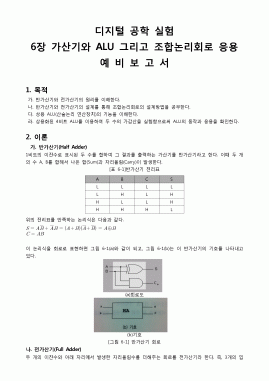 [디지털 공학 실험] (예비) 06장 가산기와 ALU 그리고 조합논리회로 응용-1페이지