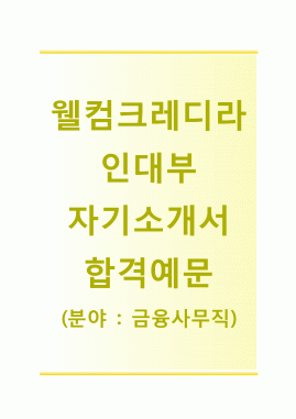 (웰컴크레디라인대부자기소개서 + 면접기출문제) 웰컴크레디라인대부(금융사무직) 자기소개서 합격예문 [웰컴크레디라인대부자소서웰컴금융그룹웰컴론]-1페이지