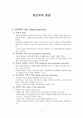 정신과적 면담 (임상면담, 정신과적 검사, 면담의 진행)-1페이지