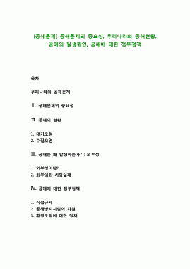 [공해문제] 공해문제의 중요성, 우리나라의 공해현황, 공해의 발생원인, 공해에 대한 정부정책-1페이지