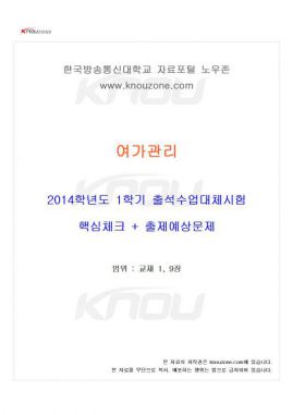 2014년 1학기 여가관리 출석대체시험 핵심체크-1페이지