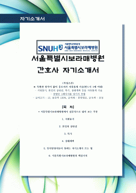 서울특별시보라매병원 간호사 자기소개서 양식과 글자수에 맞춰 인사경험자가 작성한 자기소개서-1페이지