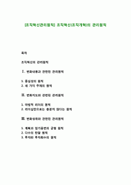 [조직혁신관리원칙] 조직혁신(조직개혁)의 관리원칙 (변화내용과 관련된 관리원칙, 변화지도와 관련된 관리원칙, 변화성취와 관련된 관리원칙)
-1페이지