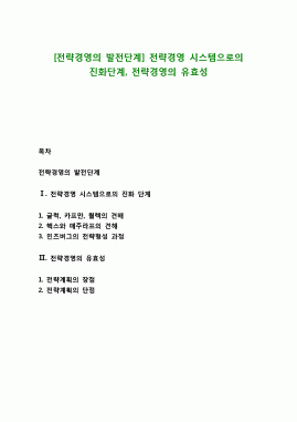 [전략경영의 발전단계] 전략경영 - 전략경영 시스템으로의 진화단계, 전략경영의 유효성-1페이지
