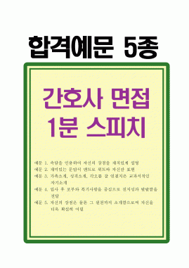 [간호사면접1분스피치]간호사면접1분자기소개서합격5종모음/병원간호사면접1분자기소개, 간호사면접1분자기소개, 간호사면접스피치,간호사 면접1분 자기소개,간호사1분면접스피치,병원면접간호직1분자기소개,병원간-1페이지