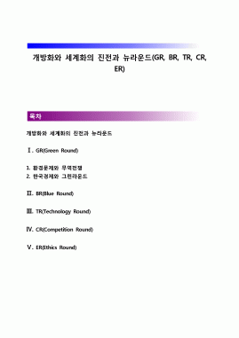개방화와 세계화의 진전과 뉴라운드 - GR(Green Round), BR(Blue Round), TR(Technology Round), CR(Competition Round),  ER(Ethics Round)-1페이지