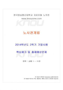 2014년 2학기 노사관계법 기말시험 핵심체크-1페이지