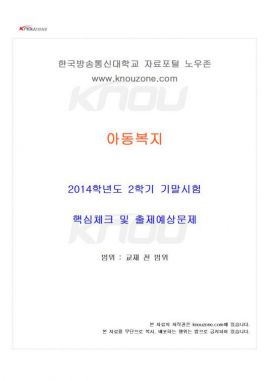 2014년 2학기 아동복지 기말시험 핵심체크-1페이지