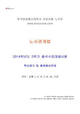 2014년 2학기 노사관계법 출석대체시험 핵심체크-1페이지