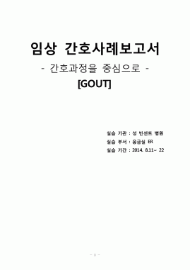 [성 빈센트 병원 임상 간호사례보고서] 간호과정을 중심으로 응급실 ER / 응급실케이스 - 통풍 (GOUT)-1페이지