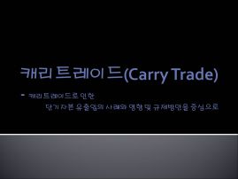 캐리트레이드(Carry Trade) - 캐리트레이드로 인한 단기자본 유출입의 사례와 영향 및 규제방안 (캐리트레이드의 정의 및 유형, 사례로 바라본 캐리트레이드, 정책적 시사점).pptx
-1페이지