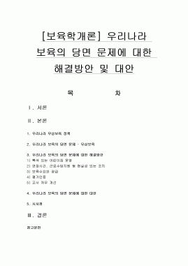 [보육학개론] 우리나라 보육의 당면 문제에 대한 해결방안 및 대안 [보육]-1페이지