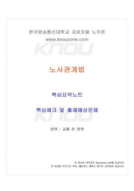 2014년 2학기 노사관계법 교재 전 범위 핵심요약노트-1페이지