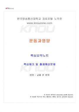 2014년 2학기 운동과영양 교재 전 범위 핵심요약노트-1페이지
