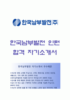(한국남부발전자기소개서 + 면접족보) 국남부발전(채용형인턴)자소서 [한국남부발전합격자기소개서한국남부발전인턴자소서항목]-1페이지
