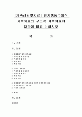 [가족상담및치료] 인지행동주의적 가족치료와 구조적 가족치료에 대하여 비교 논하시오 - 가족치료-1페이지