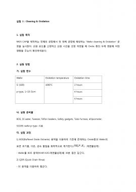 반도체공정 실험 - Cleaning & Oxidation-1페이지
