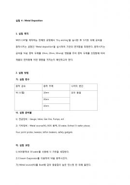 반도체공학 실험 - Metal Deposition-1페이지