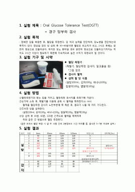 [임상영양학 실험] Oral Glucose Tolerance Test(OGTT) - 경구 당부하 검사-1페이지