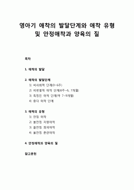 [영유아발달] ≪애착(愛着/Attachment)≫ 애착의 발달, 애착의 발달단계와 애착 유형 및 안정애착과 양육의 질-1페이지