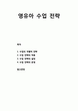 [보육학개론] 영유아嬰乳兒 수업 전략의 이해 (수업의 개별적 전략, 수업 전략의 적용, 수업 전략의 설정, 수업 전략의 운영)-1페이지