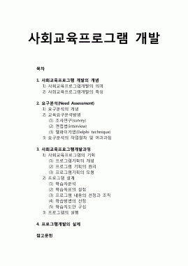 [평생교육방법론] <사회교육프로그램 개발> 사회교육프로그램 개발의 개념, 요구분석(Need Assessment), 사회교육프로그램개발과정과 프로그램개발의 실제-1페이지
